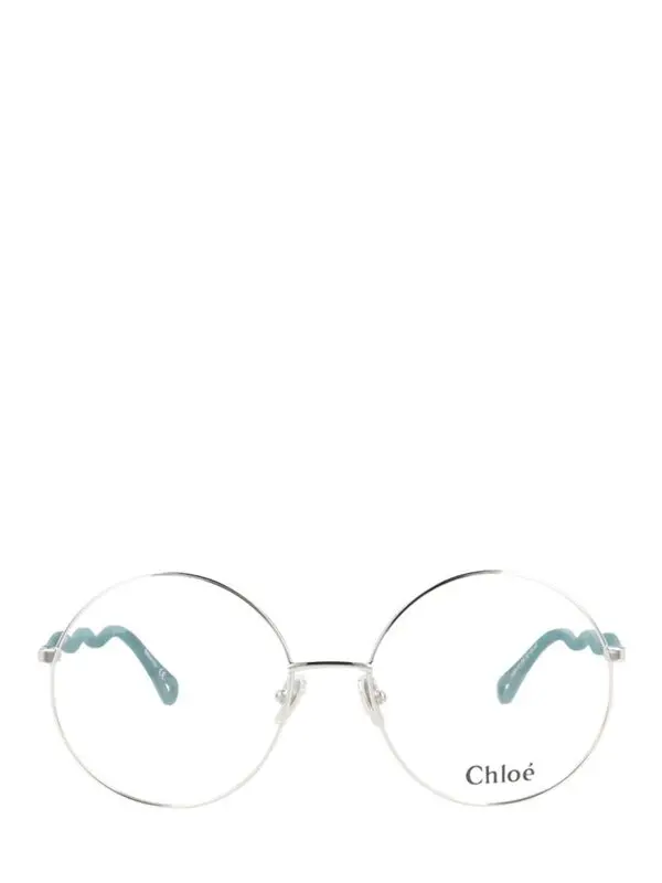 Chloé Round Metal Optical Frames - Silver Green Transparent (ch0057o/30011445/008)