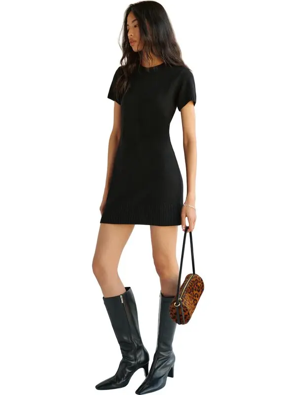 REFORMATION Sadie Cashmere Mini Dress - Black