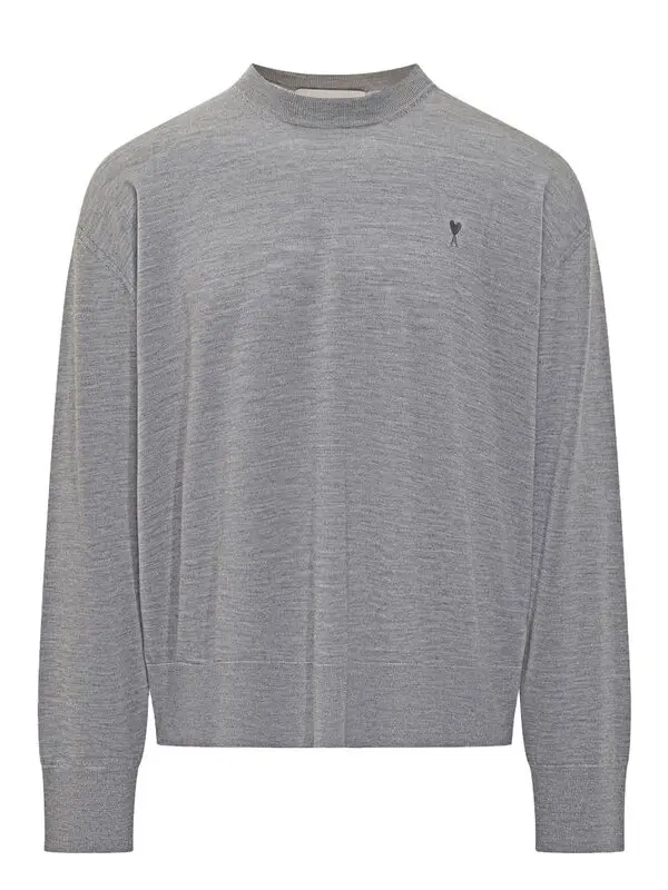 Ami Merino Wool Crew Neck Sweater - Grey