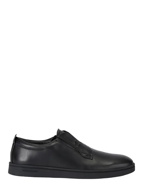 FERRAGAMO Leather Alfie Slip-on Sneakers - Black