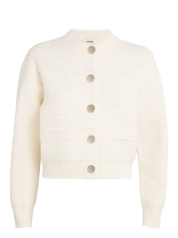 Sandro Textured Knit Cardigan - Beige