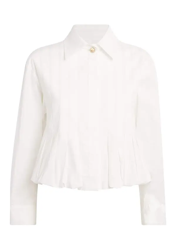 Sandro Cotton Pleated Shirt - Beige