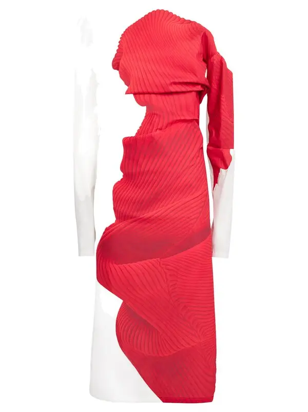 Issey Miyake Knit As Represented Midi Dress - Red