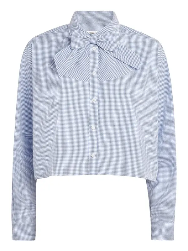 Sandro Checked Pussy-bow Shirt - Blue