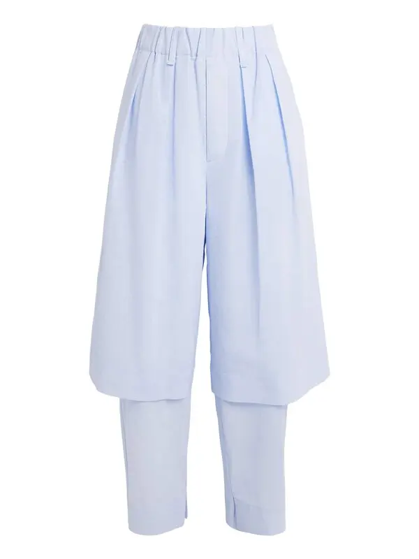 Issey Miyake Cotton-linen Layered Trousers - Blue