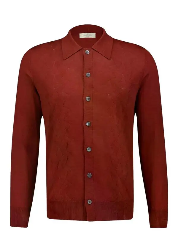 PIACENZA CASHMERE 1733 Button-up Diamond-pattern Shirt - Red