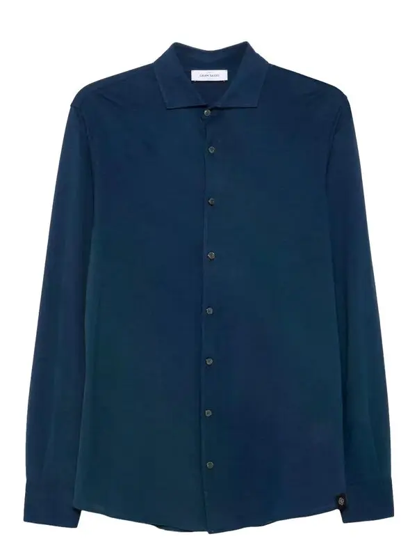 GRAN SASSO Button-down Cotton Shirt - Blue