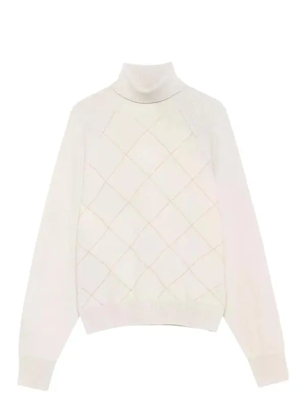Peserico Diamond-pattern Turtleneck Sweater - Neutrals