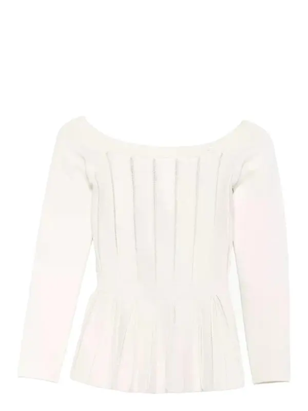 Elisabetta Franchi Pleated Panelled Top - White