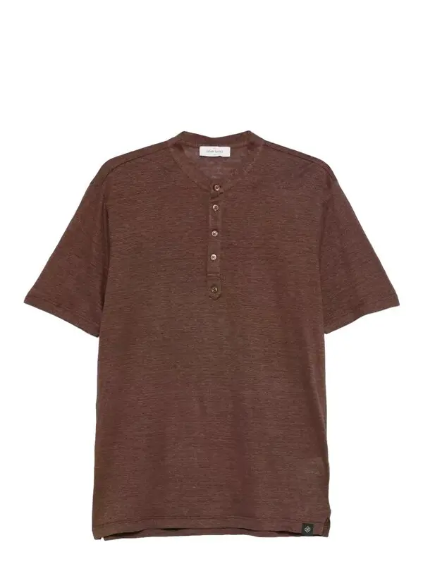 GRAN SASSO Button-placket Linen T-shirt - Brown