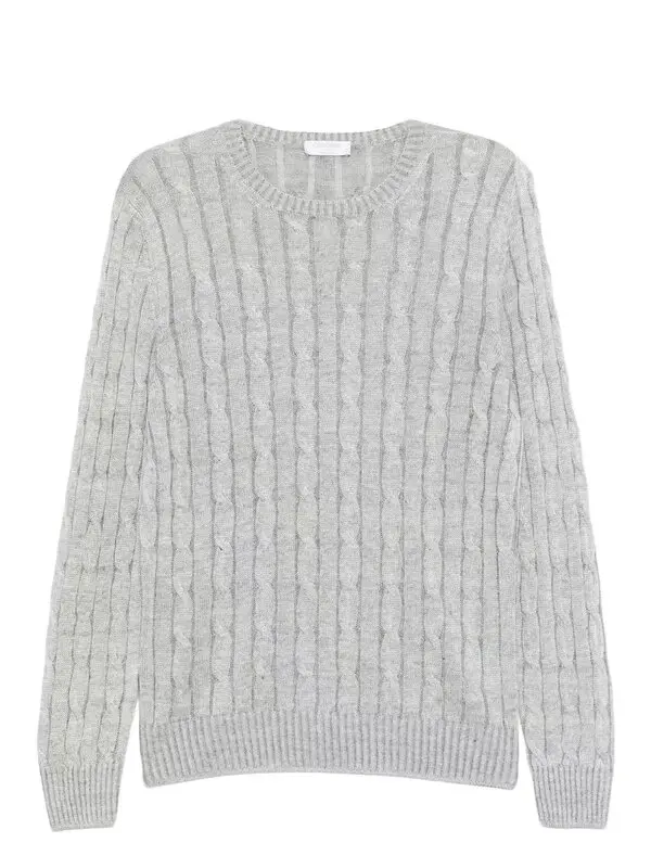 GRAN SASSO Cable-knit Crew-neck Sweater - Grey