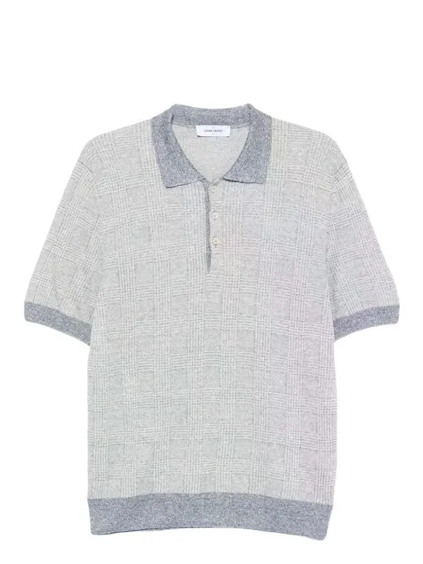 GRAN SASSO Checked Polo Shirt - Grey