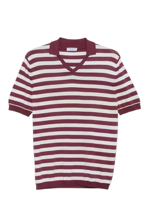 GRAN SASSO Striped Polo-neck T-shirt - Red