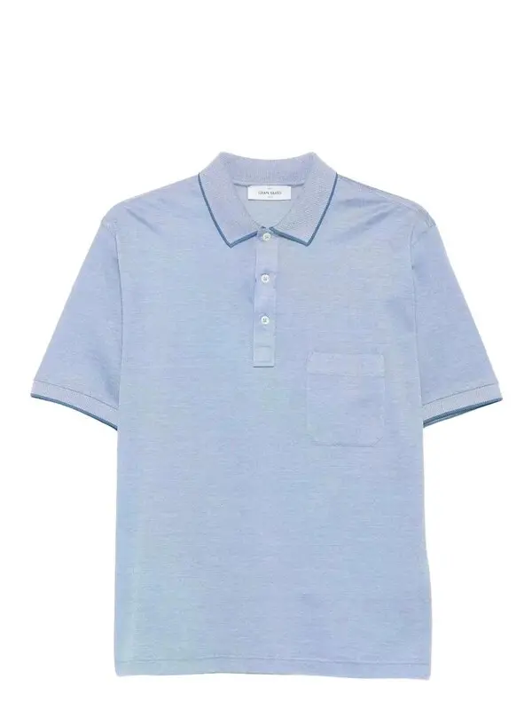 GRAN SASSO Pocket Cotton Polo Shirt - Blue
