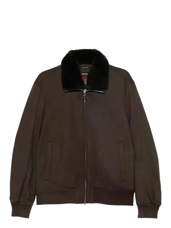 MONTECORE Zip-up Jacket With Contrasting Collar - Brown