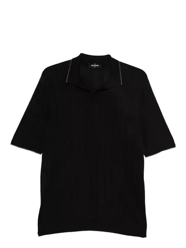 GRAN SASSO Ribbed Polo T-shirt - Black