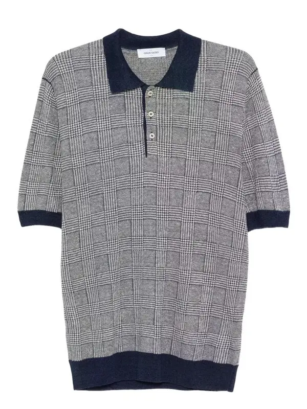 GRAN SASSO Checked Polo Shirt - Blue