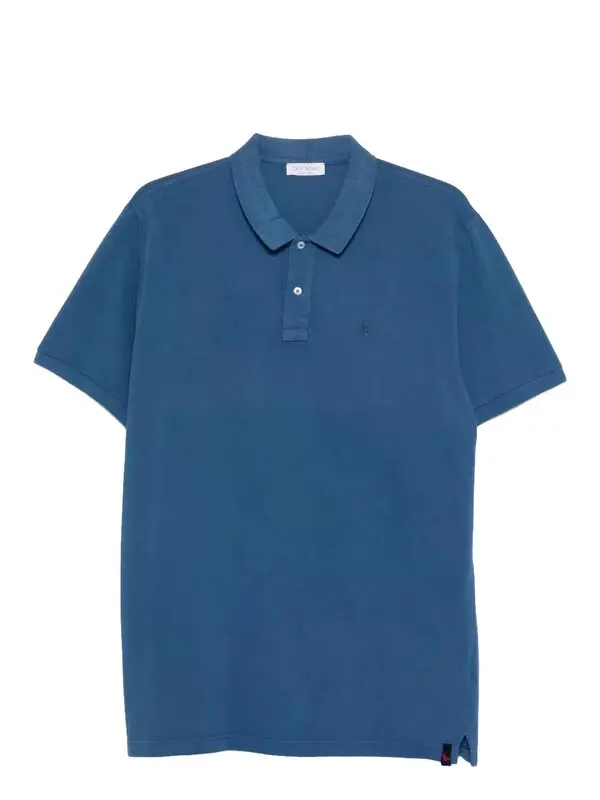 GRAN SASSO Embroidered Cotton Polo Shirt - Blue