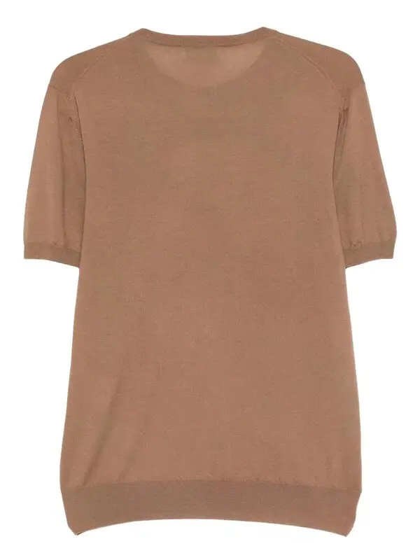 LARDINI Short-sleeve Fine-knit T-shirt - Brown