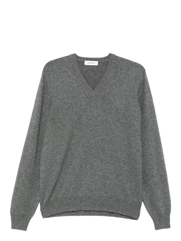GRAN SASSO V-neck Long Sleeve Sweater - Grey