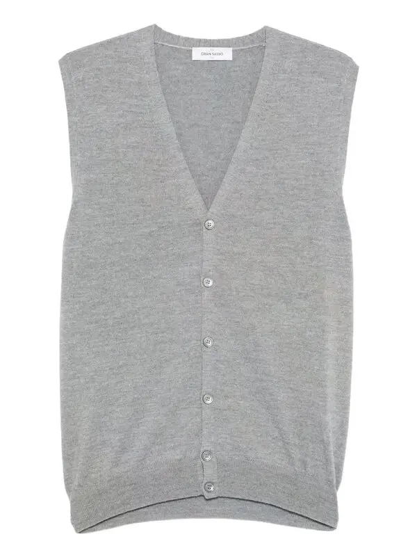 GRAN SASSO Wool V-neck Vest - Grey