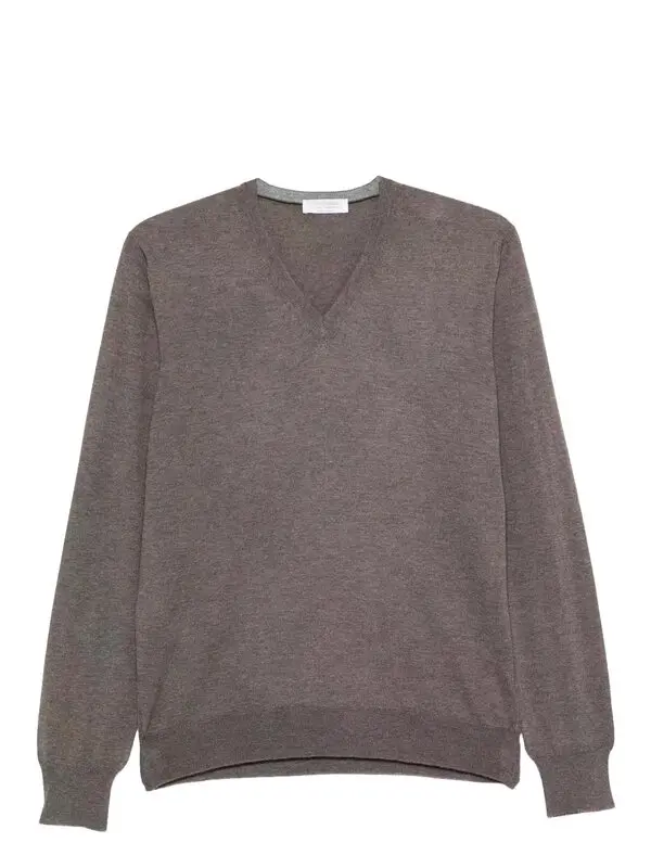 GRAN SASSO V-neck Wool Sweater - Brown