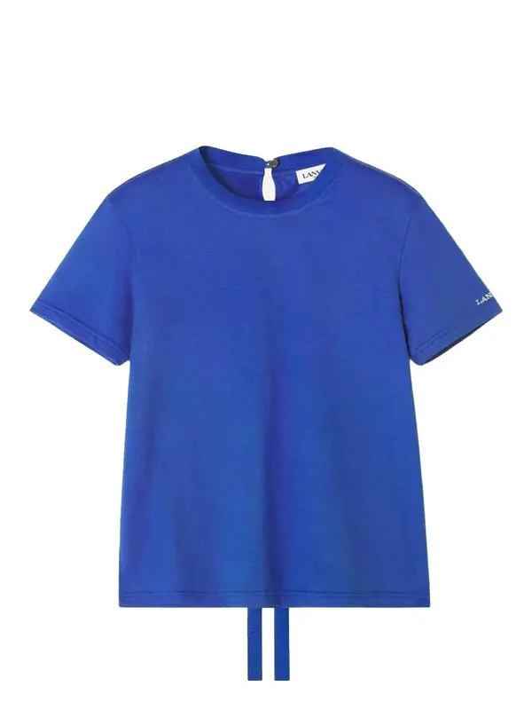 LANVIN Tie-detail Cotton T-shirt - Blue