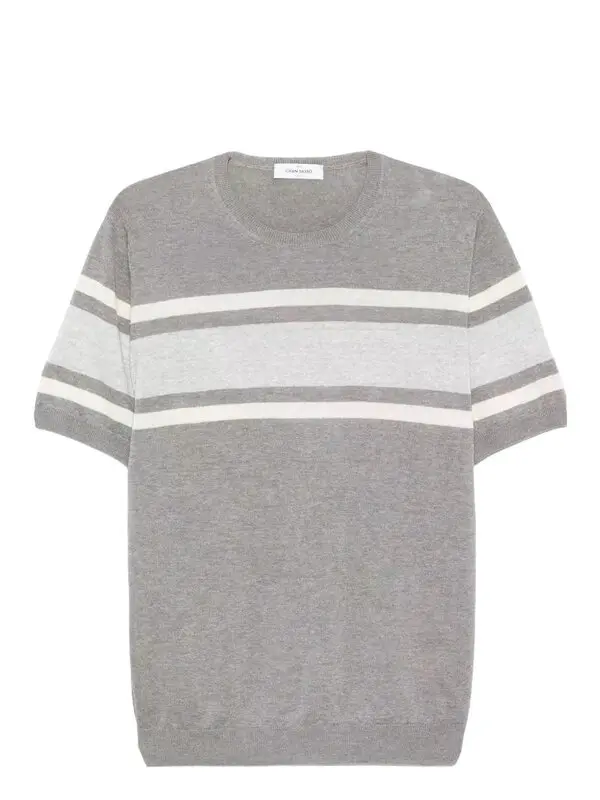 GRAN SASSO Stripe-detail T-shirt - Grey