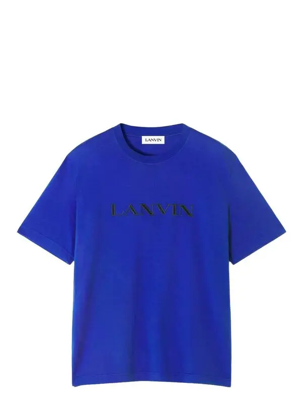 LANVIN Logo-embroidered Cotton T-shirt - Blue