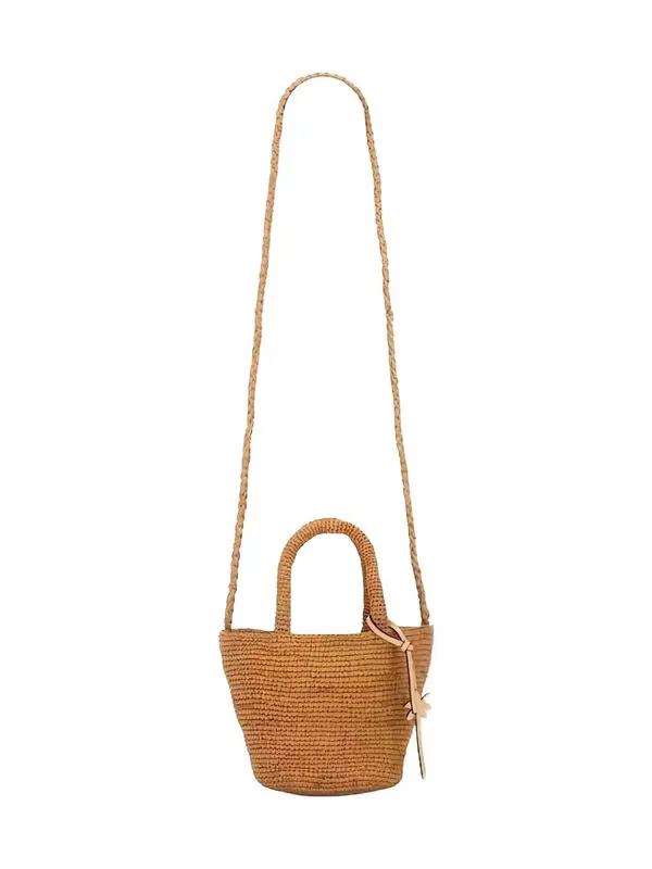 Manebí Raffia Tote Bag With Leather Details - Brown