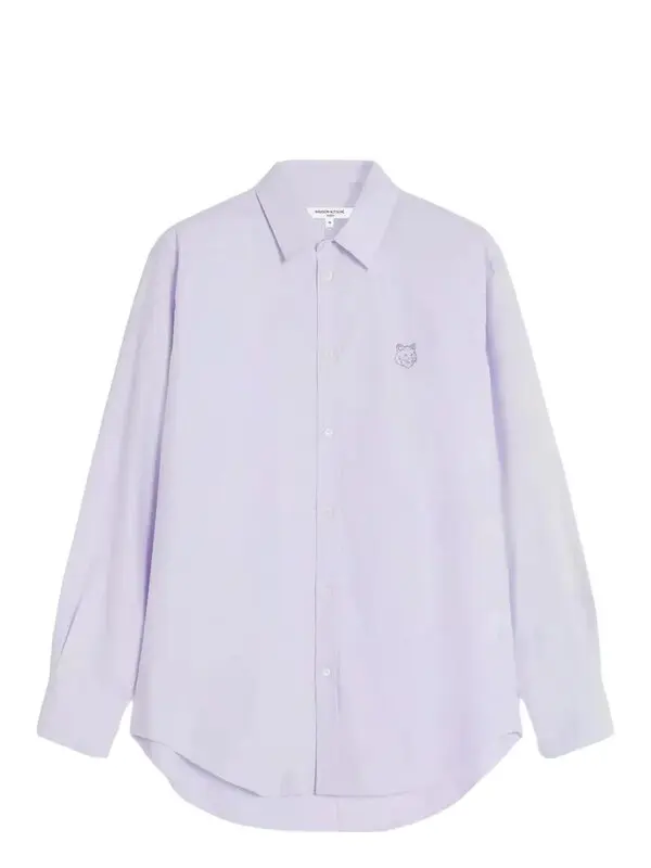 Maison Kitsuné Embroidered-logo Cotton Shirt - Neutrals