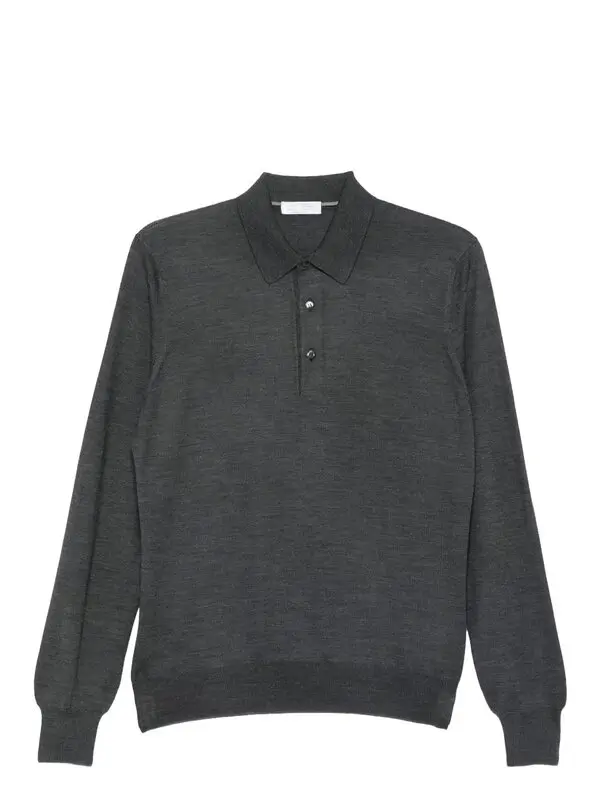 GRAN SASSO Long-sleeve Polo Shirt - Grey