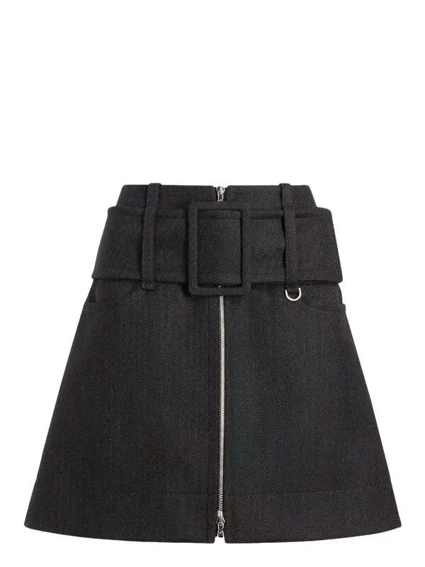 Patou Belted Mini Skirt - Black