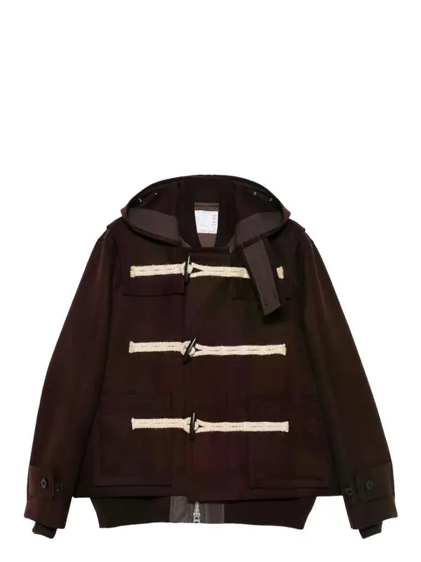 Sacai Hooded Toggle Jacket - Brown