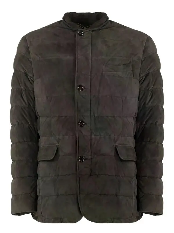 MOORER Quilted Suede Jacket - Brown
