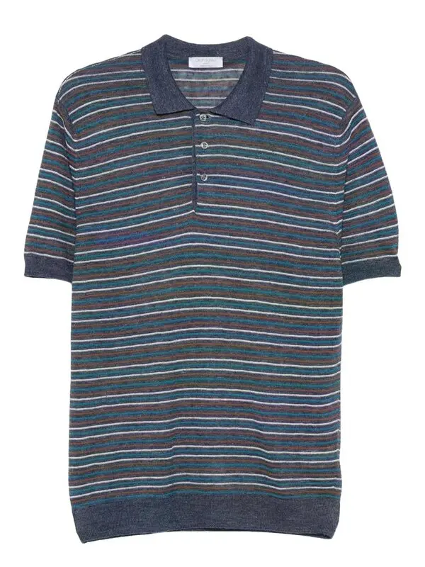 GRAN SASSO Striped Polo Shirt - Blue