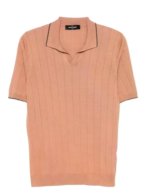 GRAN SASSO Ribbed Polo-collar T-shirt - Pink