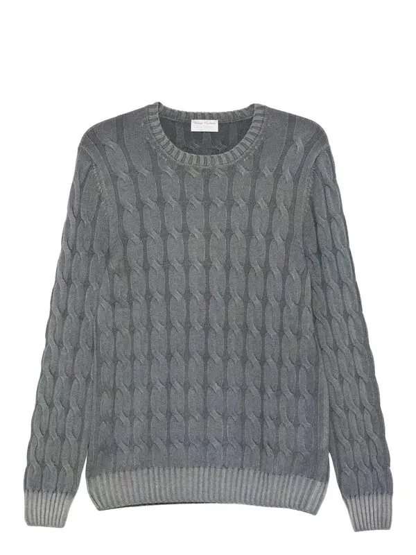 GRAN SASSO Cable-knit Crew-neck Sweater - Grey