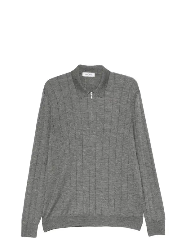 GRAN SASSO Ribbed Zip-neck Polo Shirt - Grey