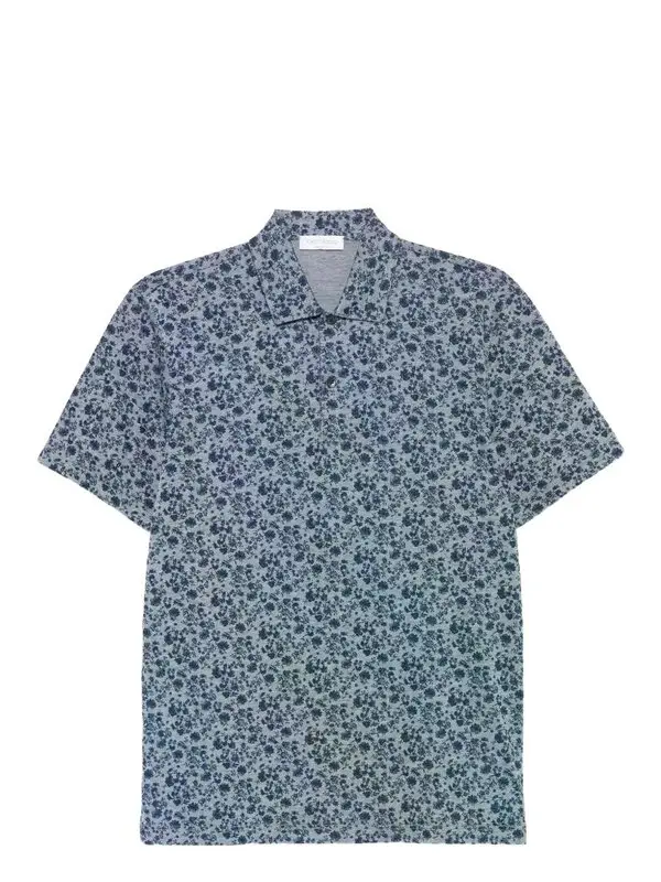 GRAN SASSO Floral-print Polo Shirt - Blue