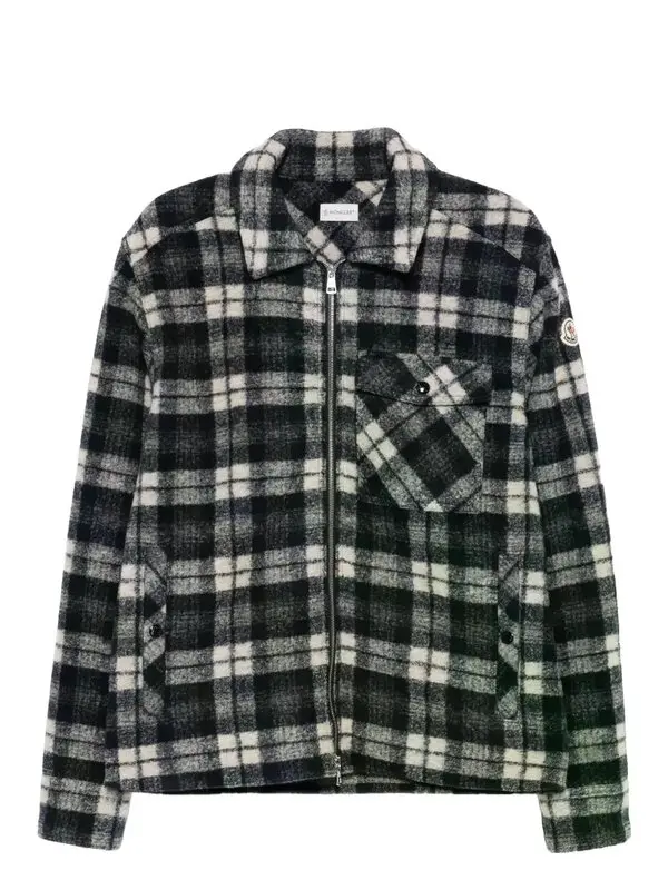 Moncler Checked Zip-up Jacket - Blue