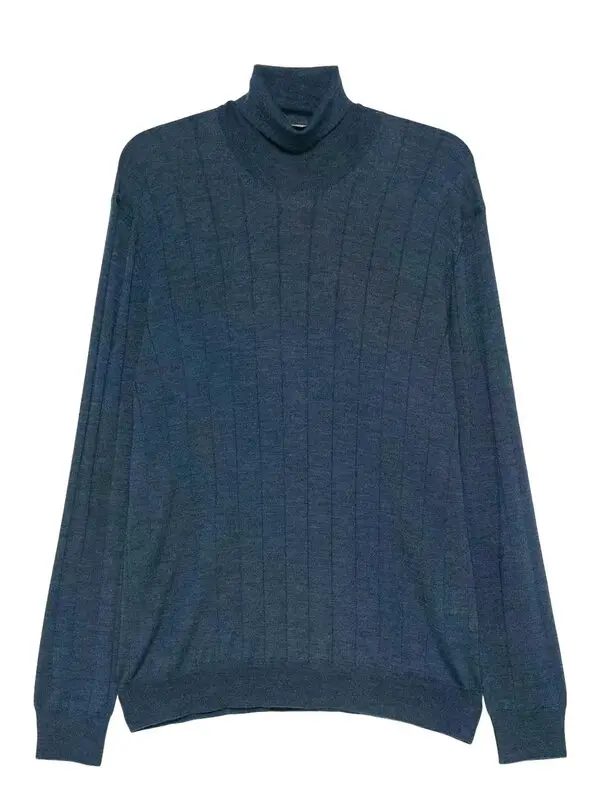 GRAN SASSO Ribbed Turtleneck Top - Blue