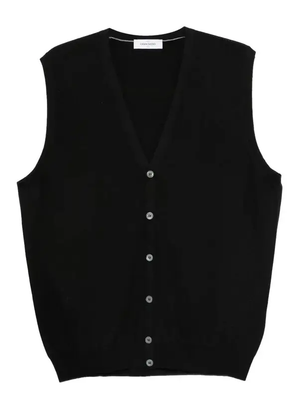 GRAN SASSO Virgin Wool Sleeveless Cardigan - Black