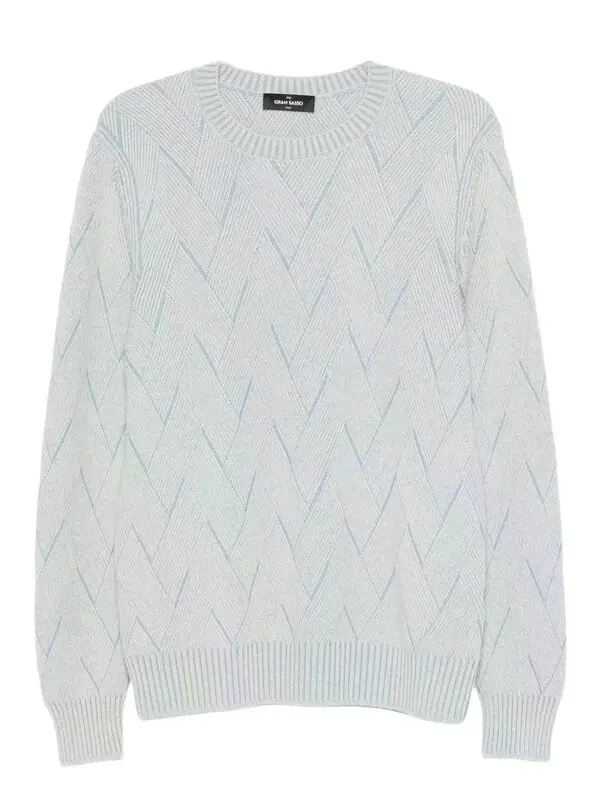 GRAN SASSO Chevron Pattern Crew-neck Sweater - Blue
