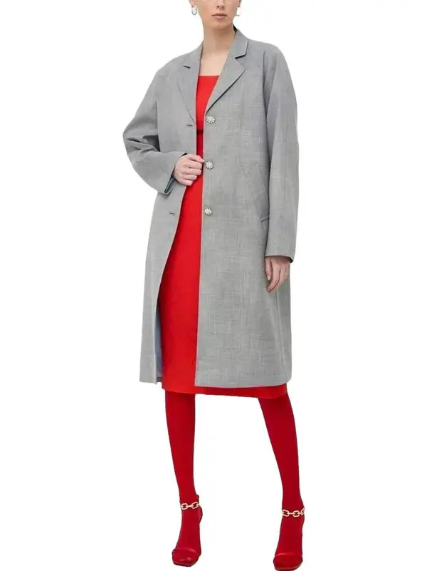 CUSTOMMADE Crystal-button Belted Coat - Grey