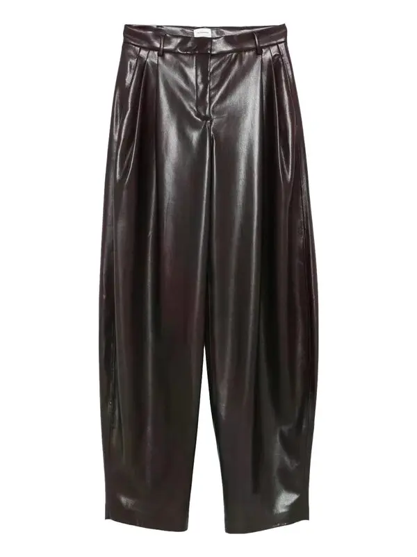 Andamane Pleated Faux Leather Trousers - Purple