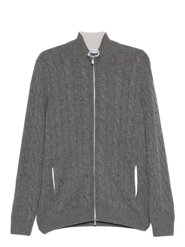 GRAN SASSO Cable-knit Zip-front Cardigan - Grey