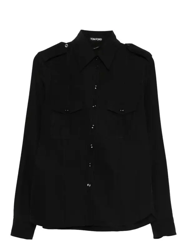 TOM FORD Point-collar Silk Shirt - Black