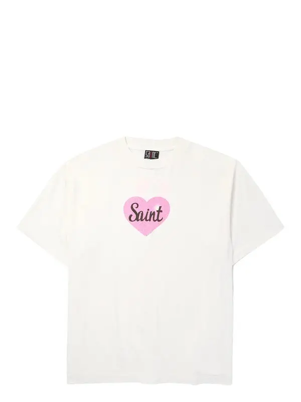 SAINT MXXXXXX Heart Logo-print Cotton-jersey T-shirt - White