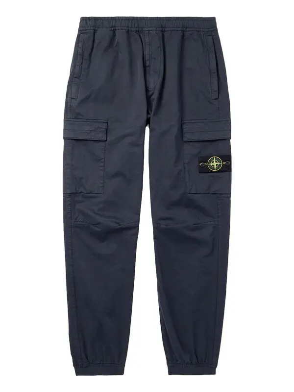 Stone Island Tapered Cotton-blend Trousers - Blue